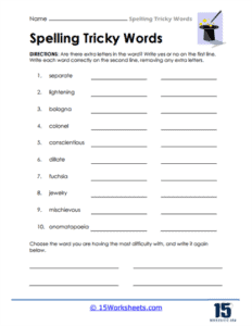 Spelling Tricky Words Worksheets - 15 Worksheets.com
