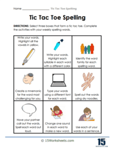 Tic Tac Toe Spelling Worksheets - 15 Worksheets.com