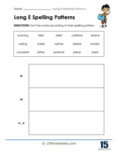 Long E Spelling Pattern Worksheets - 15 Worksheets.com