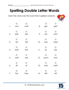 Spelling Double Letters Worksheets - 15 Worksheets.com