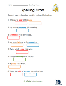 Spelling Errors Worksheets - 15 Worksheets.com
