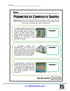 Perimeter of Composite Shapes Worksheets