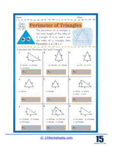 Perimeter of Triangles Worksheets