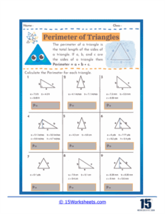 Perimeter of Triangles Worksheets