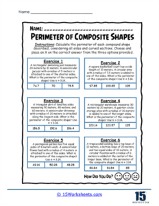 Perimeter of Composite Shapes Worksheets