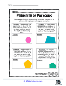Perimeter of Polygons Worksheets