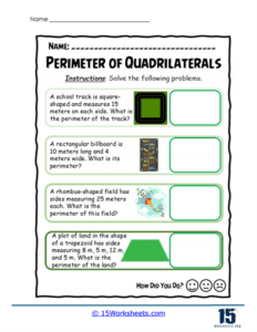 Perimeter of Quadrilaterals Worksheets