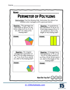 Perimeter of Polygons Worksheets