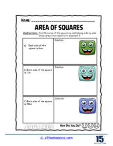 Area of Squares Worksheets | Geometry Skills - 15 Worksheets.com