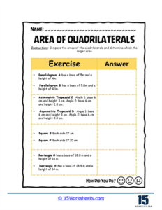 Area of Quadrilaterals Worksheets - 15 Worksheets.com