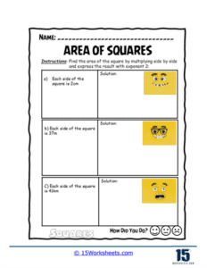 Area of Squares Worksheets | Geometry Skills - 15 Worksheets.com
