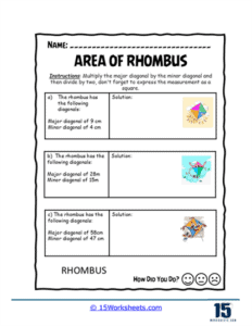 Area of Rhombus Worksheets - 15 Worksheets.com