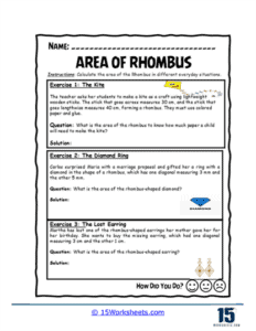 Area of Rhombus Worksheets - 15 Worksheets.com