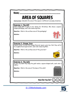 Area of Squares Worksheets - 15 Worksheets.com