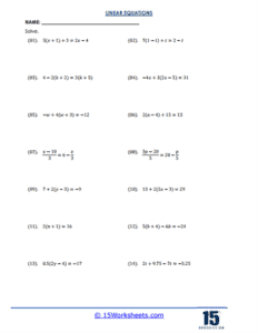 Linear Equations Worksheets - 15 Worksheets.com
