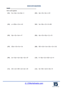 Multi-Step Equations Worksheets - 15 Worksheets.com