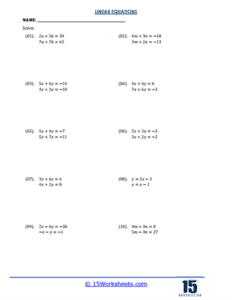 Linear Equations Worksheets - 15 Worksheets.com