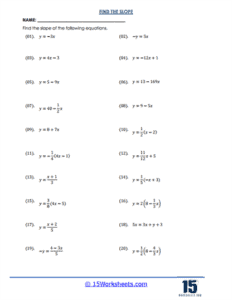 Find the Slope Worksheets - 15 Worksheets.com