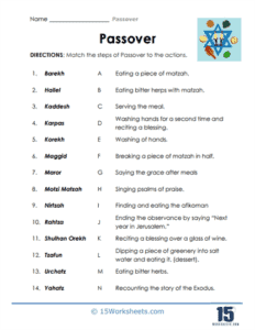 Passover Worksheets | Traditions & Symbols - 15 Worksheets.com