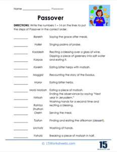 Passover Worksheets | Traditions & Symbols - 15 Worksheets.com