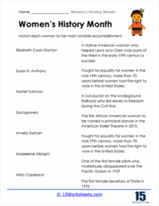 Women's History Month Worksheets - 15 Worksheets.com