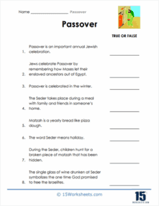 Passover Worksheets | Traditions & Symbols - 15 Worksheets.com