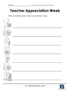 Teacher Appreciation Week Worksheets - 15 Worksheets.com