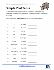Simple Past Tense Worksheets | Time Shifting Verbs - 15 Worksheets.com