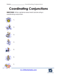 Coordinating Conjunctions Worksheets | Connective Words - 15 Worksheets.com