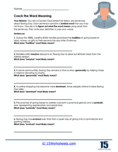 Boxing Day Worksheets - 15 Worksheets.com