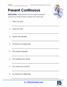Present Continuous Worksheets | For Ongoing Actions - 15 Worksheets.com
