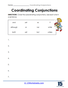Coordinating Conjunctions Worksheets | Connective Words - 15 Worksheets.com