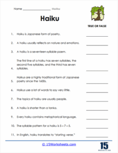 Haiku Worksheets - 15 Worksheets.com