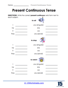 Present Continuous Worksheets | For Ongoing Actions - 15 Worksheets.com