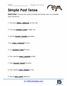Simple Past Tense Worksheets | Time Shifting Verbs - 15 Worksheets.com