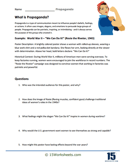 Propaganda Worksheets | Literary Devices - 15 Worksheets.com