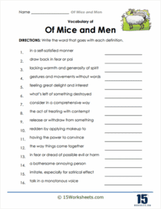 Of Mice and Men Worksheets - 15 Worksheets.com