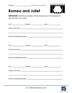 Romeo and Juliet Worksheets | Literature - 15 Worksheets.com