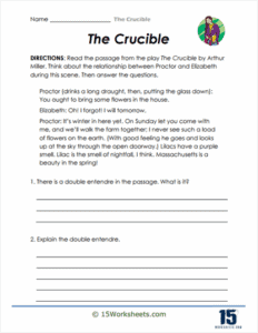 The Crucible Worksheets | Literature - 15 Worksheets.com