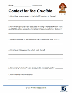 The Crucible Worksheets | Literature - 15 Worksheets.com