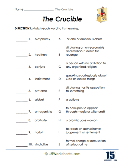 The Crucible Worksheets | Literature - 15 Worksheets.com