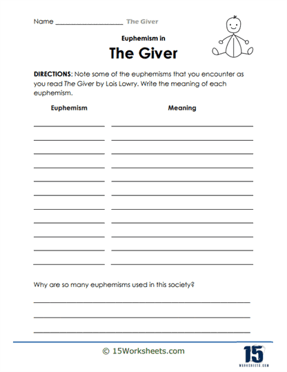 The Giver Worksheets | Literature - 15 Worksheets.com