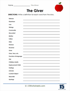 The Giver Worksheets | Literature - 15 Worksheets.com