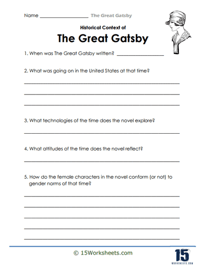 The Great Gatsby Worksheets | Literature - 15 Worksheets.com