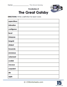 The Great Gatsby Worksheets | Literature - 15 Worksheets.com