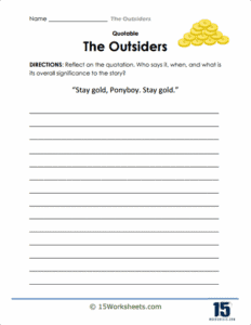 The Outsiders Worksheets | Literature - 15 Worksheets.com