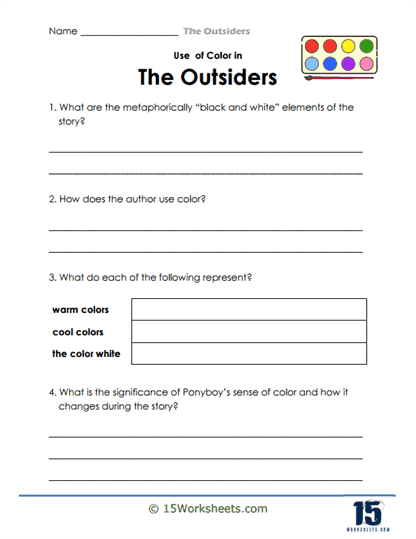 The Outsiders Worksheets | Literature - 15 Worksheets.com