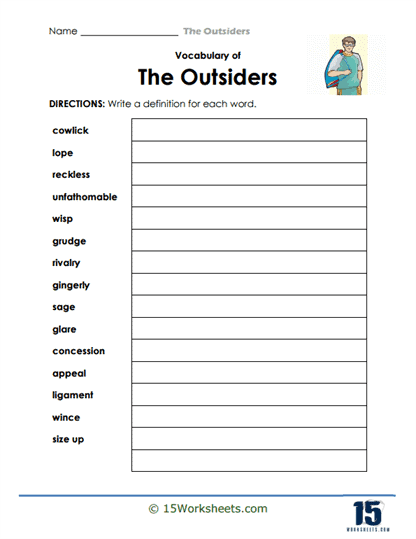 The Outsiders Worksheets | Literature - 15 Worksheets.com