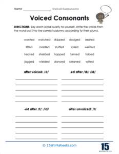 Voiced Consonants Worksheets | Phonics Skills - 15 Worksheets.com