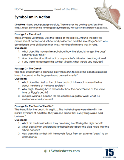 Lord of the Flies Worksheets - 15 Worksheets.com